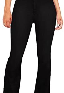 KDF Women's Black Bell Bottom Jeans for Women High Waisted Flare Bootcut Stretch Plus Size Slimming Bell Bottom Pants for Women, 10, Black