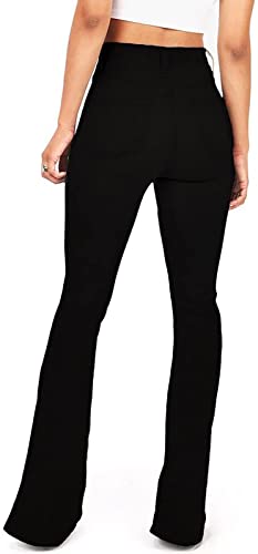 KDF Women's Black Bell Bottom Jeans for Women High Waisted Flare Bootcut Stretch Plus Size Slimming Bell Bottom Pants for Women, 10, Black