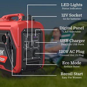 ERAYAK 2400W Portable Inverter Generator Gas-Powered, Ultra-Quiet Gas Engine RV Ready, EPA Compliant, Eco-Mode & Fuel Saving, Compact& Ultra Lightweight for Backup Home Use Camping