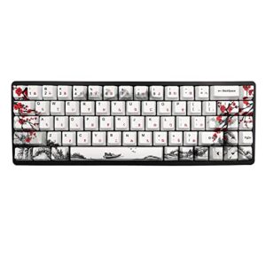 jsjt custom keycap-keycaps 65 percent suitable for gk68/rk68 mechanical keyboards 68 white key set japanese keycaps oem profile pbt keycaps with keycap puller (plum blossom keycaps)