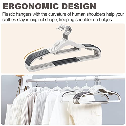 Edergoo Plastic Hangers 50 Pack, Clothes Hangers Non Slip, Non-staining Space Saving Hangers, 17.1 inches Coat Hangers Heavy Duty Hanging Dry Wet Clothes, Gray