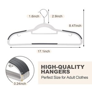 Edergoo Plastic Hangers 50 Pack, Clothes Hangers Non Slip, Non-staining Space Saving Hangers, 17.1 inches Coat Hangers Heavy Duty Hanging Dry Wet Clothes, Gray