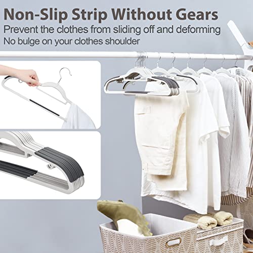 Edergoo Plastic Hangers 50 Pack, Clothes Hangers Non Slip, Non-staining Space Saving Hangers, 17.1 inches Coat Hangers Heavy Duty Hanging Dry Wet Clothes, Gray