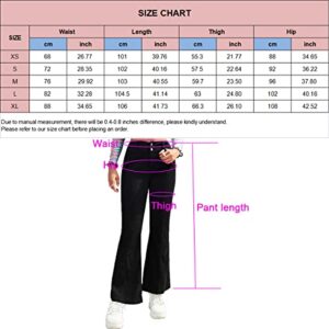 Women Bell Bottom Corduroy Pants High Waist Black Bootcut Flare Leg Palazzo Pants Trousers