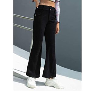 Women Bell Bottom Corduroy Pants High Waist Black Bootcut Flare Leg Palazzo Pants Trousers