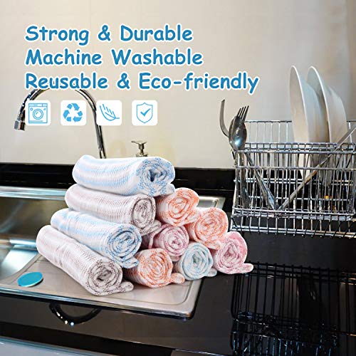 JEFFSUN Bamboo Dish Cloths for Washing Dishes, Reusable Cleaning Cloths Multi Used Waffle Wash Cloths for Housework, Super Absorbent Dish Towels for Kitchen -10X13 Inches