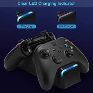 KEKUCULL Dual Dock Charging Station Compatible with Xbox Series X/S, Xbox One/One X/One S Controllers, Charger for Xbox Controller with 2 * 1100mah Rechargeable Controller Battery Packs(Black)