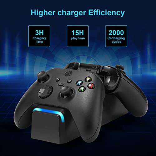 KEKUCULL Dual Dock Charging Station Compatible with Xbox Series X/S, Xbox One/One X/One S Controllers, Charger for Xbox Controller with 2 * 1100mah Rechargeable Controller Battery Packs(Black)