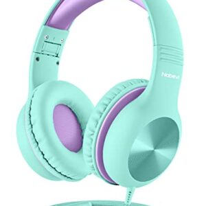 Kids Headphones with Microphone, Over-Ear Headphones for Kids with Sharing Function, 85dB/94dB Safe Volume Limit, HD Sound, Headset for On-line Study, School, Travel, Headphone for Children [Green]