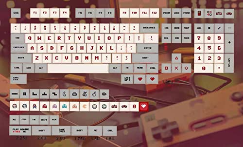 YMDK 146 Key Gameboy Dye Sub ZDA PBT Keycap Similar to XDA for MX Keyboard 104 87 61 Melody 96 KBD75 ID80 GK64 68（Only Keycap） (Gameboy)