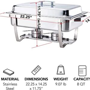 ALPHA LIVING 70012-Gray 2 Pack 8QT Chafing Dish High Grade Stainless Steel Chafer Complete Set, 8 Qt, Alpine Gray Handle