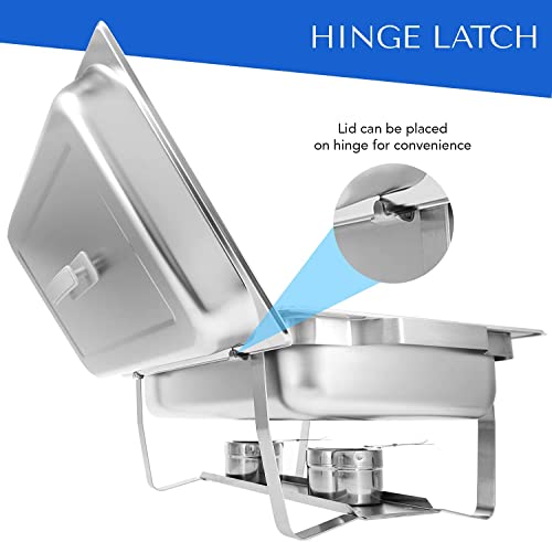 ALPHA LIVING 70012-Gray 2 Pack 8QT Chafing Dish High Grade Stainless Steel Chafer Complete Set, 8 Qt, Alpine Gray Handle