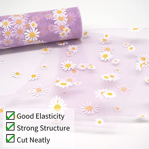 Tulle Rolls Fabric Ribbon Daisy Spool (6 Inch by 10 Yards) Floral Tulle for Gift Wrapping Tutu Skirts Wedding Decoration DIY Soft Fancy Tulle (Lavender)