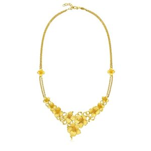 chow sang sang 999.9 24k solid gold price-by-weight 50.9g gold hydrangea flower45 necklace for women 86591n