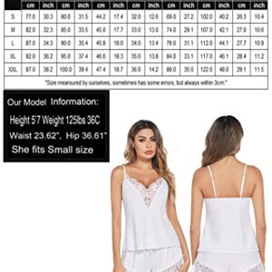 Avidlove Cami Pajama Set Sexy Lingerie Sleepwear Set Modal Lace Pj Short Sets for Women Summer Pjs (White,M)