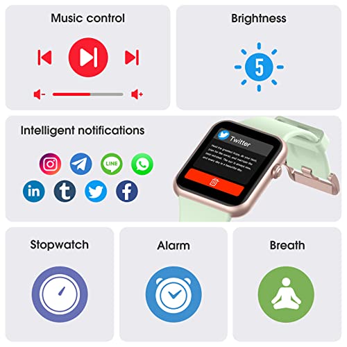 Pautios Smart Watch, Swimming Waterproof Fitness Tracker with Heart Rate, SpO2 and Sleep Monitor, 44mm Fitness Watch for Women Men, Step Counter, Smartwatch Compatible with iOS Android Phones