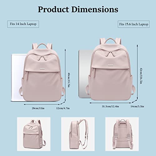 GOLF SUPAGS Womens Laptop Backpack with Separate Laptop Compartment Water Resistant Computer Backpacks Fits 14 Inch Notebook Travel Work College Bags (14-Inch, Pink)