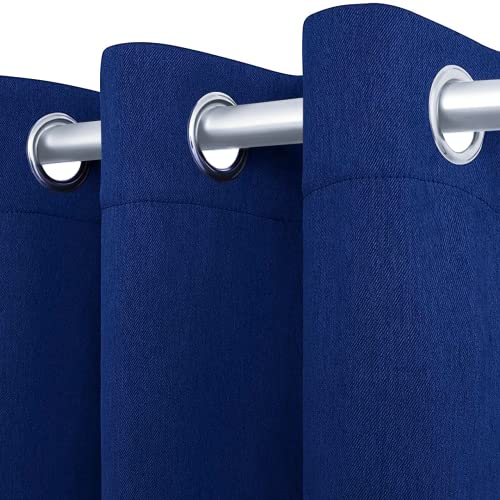 White Classic [2-Panels] Cozlo Blackout Curtains for Bedroom with Grommet Black Out Room Darkening Window Curtains Thermal Insulated Drapes (2 x 42x63 inch, Navy Blue)