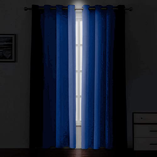 White Classic [2-Panels] Cozlo Blackout Curtains for Bedroom with Grommet Black Out Room Darkening Window Curtains Thermal Insulated Drapes (2 x 42x63 inch, Navy Blue)