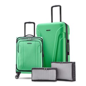 american tourister troupe hardside and softside, garden mint, 4pc set