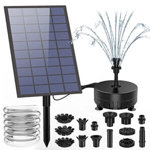 aisitin 7w solar fountain pump outdoor,diy solar fountain water pump kit with multiple nozzles, stake and water pipe, solar powered fountain pump for bird bath, garden, pool and other outdoor places