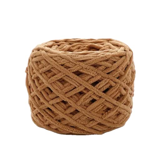 Chenille Yarn Velvet Blanket Yarn Jumbo Gauge, 110 Yard Soft Warm Hand Knitting Yarn Crochet Thread for Clothing Hat Scarf Blanket Slippers (Khaki)