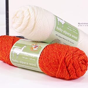 3-Pack Baby Alpaca Wool Blend Yarn Worsted Weight Fashion Collection Art Crafts Crochet and Knitting Sunny Cat Premium Brand ( White)