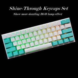 XVX PBT Keycaps - Keycaps 60 Percent, Suitable for GK61/RK61/Anne/Ducky/DK61 Mechanical Keyboard, Double Shot Backlit OEM Profile PBT Keycaps Set, with keycap Pulle (OEM Profile, Tiffany Color)