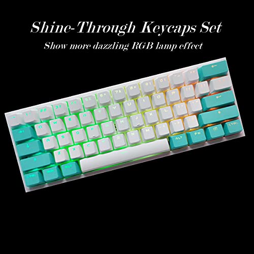 XVX PBT Keycaps - Keycaps 60 Percent, Suitable for GK61/RK61/Anne/Ducky/DK61 Mechanical Keyboard, Double Shot Backlit OEM Profile PBT Keycaps Set, with keycap Pulle (OEM Profile, Tiffany Color)