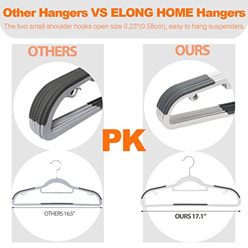 ELONG HOME Plastic Hangers 30 Pack, Non Slip Slim Clothes Hangers, Heavy Duty Thin Plastic Hangers, 17.1" Coat Hangers for Hanging Women/Men Clothes