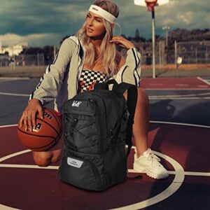 WOLT | Basketball Backpack Large Sports Bag with Separate Ball holder & Shoes compartment, Best for Basketball, Soccer, Volleyball, Swim, Gym, Travel(Black)