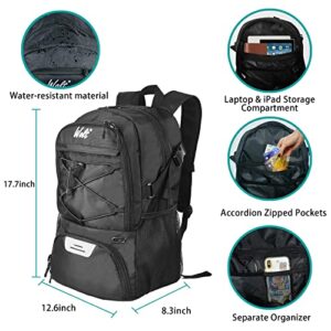 WOLT | Basketball Backpack Large Sports Bag with Separate Ball holder & Shoes compartment, Best for Basketball, Soccer, Volleyball, Swim, Gym, Travel(Black)