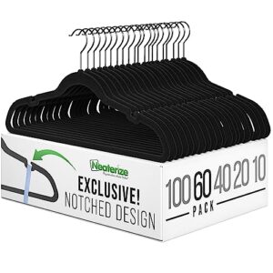 velvet hangers 60 pack black – heavy duty velvet clothes hangers - non slip felt coat and suit hangers for closet - lightweight thin space saving ganchos para colgar ropa