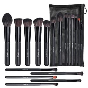 bs-mall makeup brush set 18 pcs premium synthetic foundation powder concealers eye shadows blush makeup brushes with black bag (black)