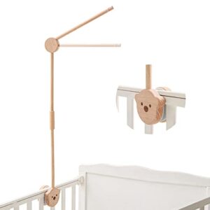 baby crib mobile arm - wooden baby mobile crib holder for mobile hanging baby crib attachment for nursery decor (bear crib arm)