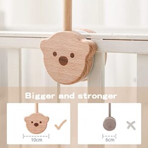 Baby Crib Mobile Arm - Wooden Baby Mobile Crib Holder for Mobile Hanging Baby Crib Attachment for Nursery Decor (Bear Crib arm)