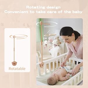 Baby Crib Mobile Arm - Wooden Baby Mobile Crib Holder for Mobile Hanging Baby Crib Attachment for Nursery Decor (Bear Crib arm)