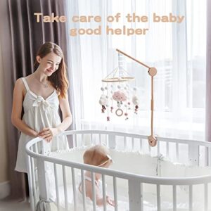 Baby Crib Mobile Arm - Wooden Baby Mobile Crib Holder for Mobile Hanging Baby Crib Attachment for Nursery Decor (Bear Crib arm)