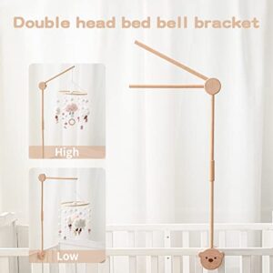 Baby Crib Mobile Arm - Wooden Baby Mobile Crib Holder for Mobile Hanging Baby Crib Attachment for Nursery Decor (Bear Crib arm)