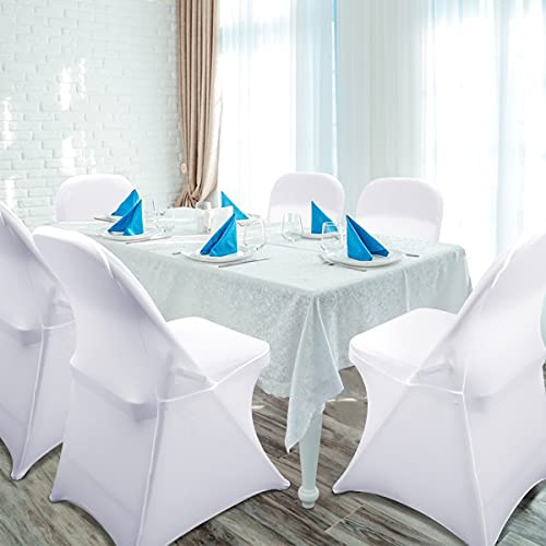 Babenest Spandex Folding Chair Covers - 50 PCS Upgraded Universal Stretch Washable Fitted Chair Slipcovers Protector for Wedding, Holidays, Banquet, Party, Celebration (White)