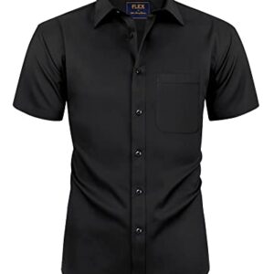 Alimens & Gentle Mens Short Sleeve Dress Shirts Regular Fit Solid Casual Button Down Shirts X-Large