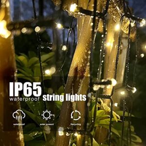 2 Pack Solar String Lights Outdoor, 200 LED Extra-Long 72FT Solar Powered Lights with 8 Lighting Modes, Waterproof Outdoor Lighting Decoration for Garden, Patio, Balcony, Xmas, Wedding, Party (Warm)