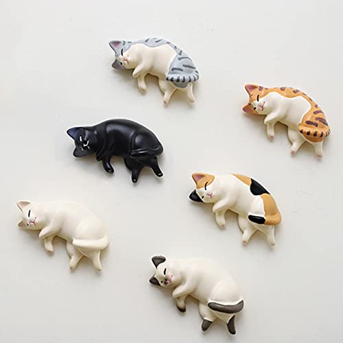 Cute 6 Pack Fun Cat Refrigerator Magnets Office Magnet Cute Magnets for Fridge 3D Cat Refrigerator Magnet Set 6 Pack,Decoration for Kitchen,House,Office,Whiteboard