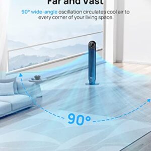 Dreo Tower Fan for Bedroom, Smart Oscillating Quiet Fans Blow Cold Air, Standing Cooling Floor Bladeless Fan with Remote and WiFi Voice Control, 4 Modes, 4 Speeds, 8H Timer, Works with Alexa/Google