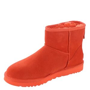 ugg women's classic mini side logo ii boots, hazard orange, 5