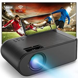 mini wifi video projector, portable 4k movie projector hd 1080p, 9500 lumens led multimedia home video projector for indoor/outdoor, compatible with hdmi vga,usb,iphone,laptop