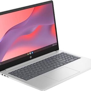 HP 2023 Newest 15.6" HD Chromebook, Intel Quad-Core Processor, LPDDR5 8GB RAM, 64GB eMMc, Webcam, Numeric Keyboard Home & Student Laptop, Chrome OS, Natural Silver