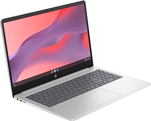 HP 2023 Newest 15.6" HD Chromebook, Intel Quad-Core Processor, LPDDR5 8GB RAM, 64GB eMMc, Webcam, Numeric Keyboard Home & Student Laptop, Chrome OS, Natural Silver