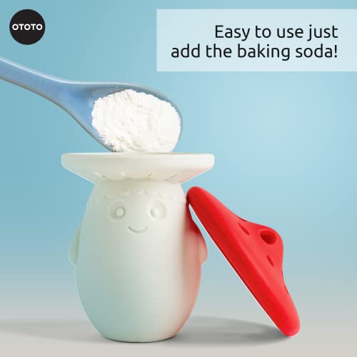 OTOTO Fun Guy Fridge Deodorizer - Food-Grade Fridge Smell Eliminator - Dishwasher Safe and BPA Free Refrigerator Baking Soda Deodorizer Holder- 2.75 x 2.75 x 3.38 inches