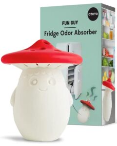 ototo fun guy fridge deodorizer - food-grade fridge smell eliminator - dishwasher safe and bpa free refrigerator baking soda deodorizer holder- 2.75 x 2.75 x 3.38 inches